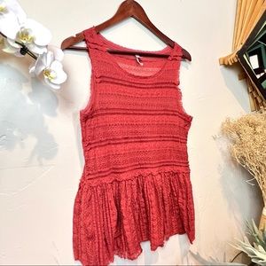Free People | Dresses | Free People Dark Orange Top Crochet Full Lace ...